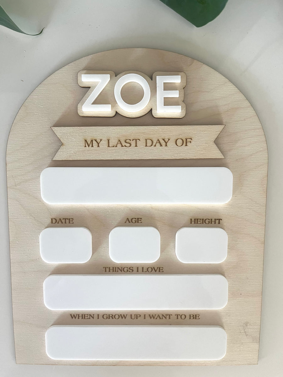 My first day of, My last Day of School Sign personalised and re-usable – Geez Creations