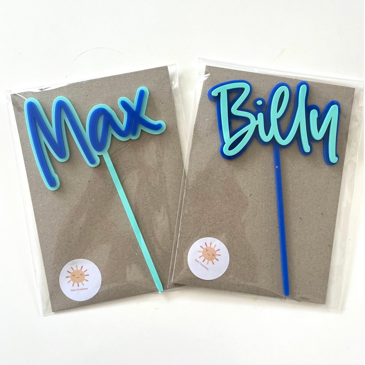 Personalised name double layered Cake Topper – Geez Creations