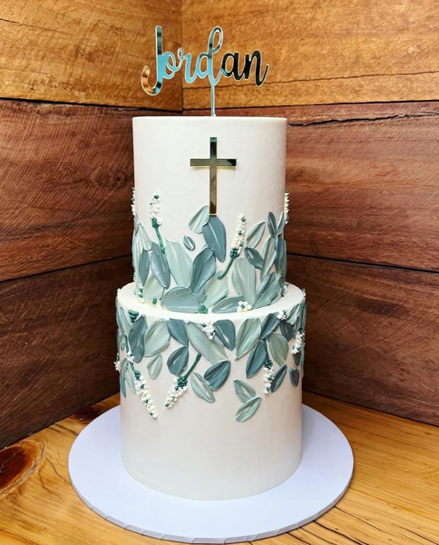 Acrylic Cross and Custom Name Cake Charms for Baptism cake – Geez Creations